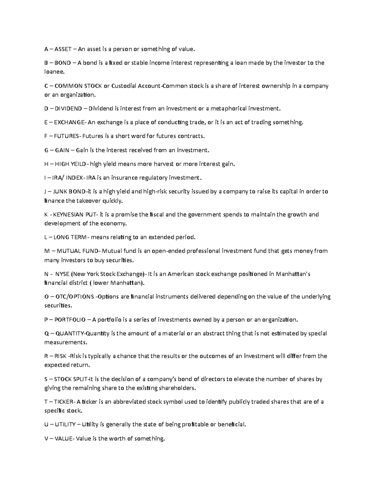 Answer 1 (11) - Lecture notes 12-15 - A – ASSET – An asset is a person ...