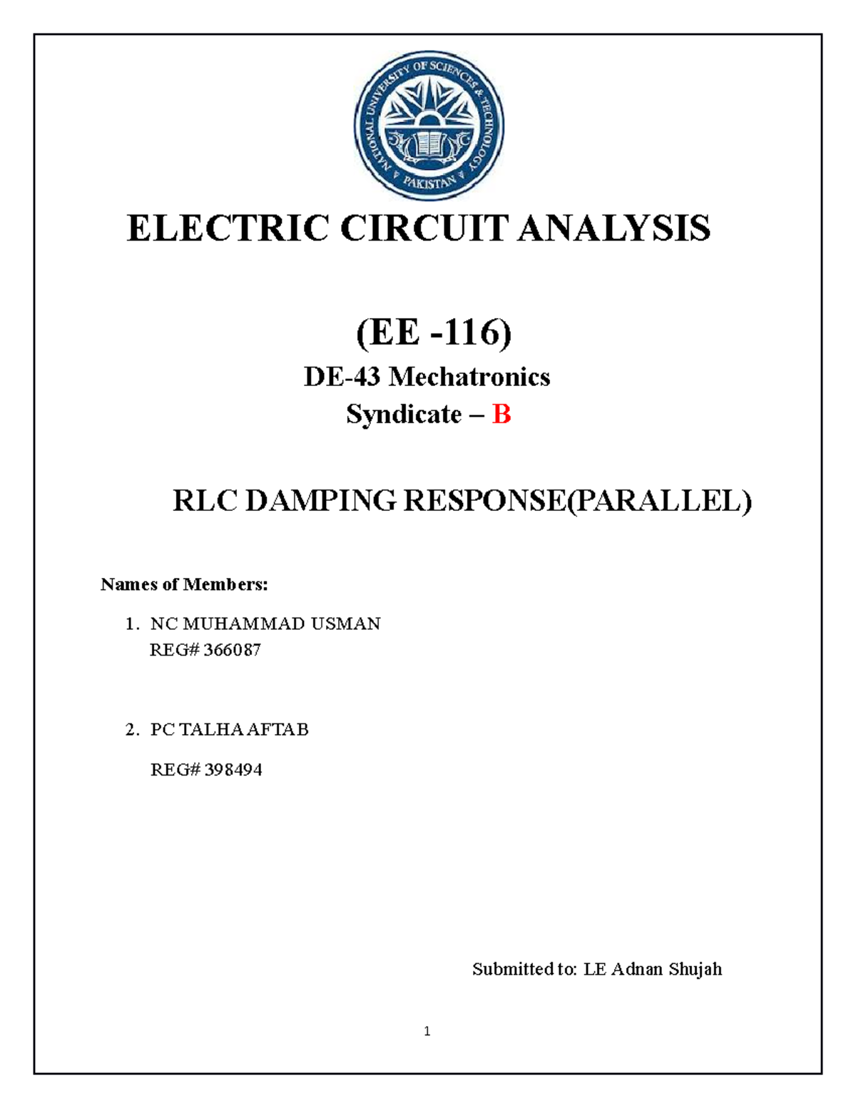 RLC Damped response parllel 14 - ELECTRIC CIRCUIT ANALYSIS (EE -116) DE ...