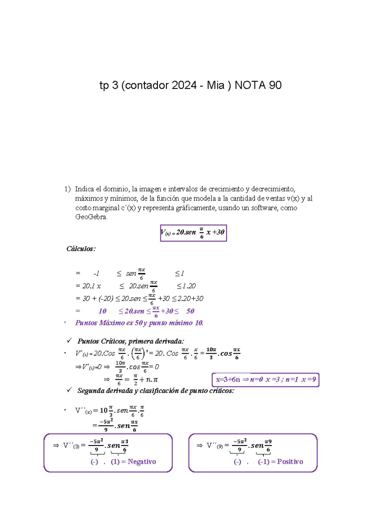 TP 3 Analisis - contador - 1) Indica el dominio, la imagen e intervalos ...