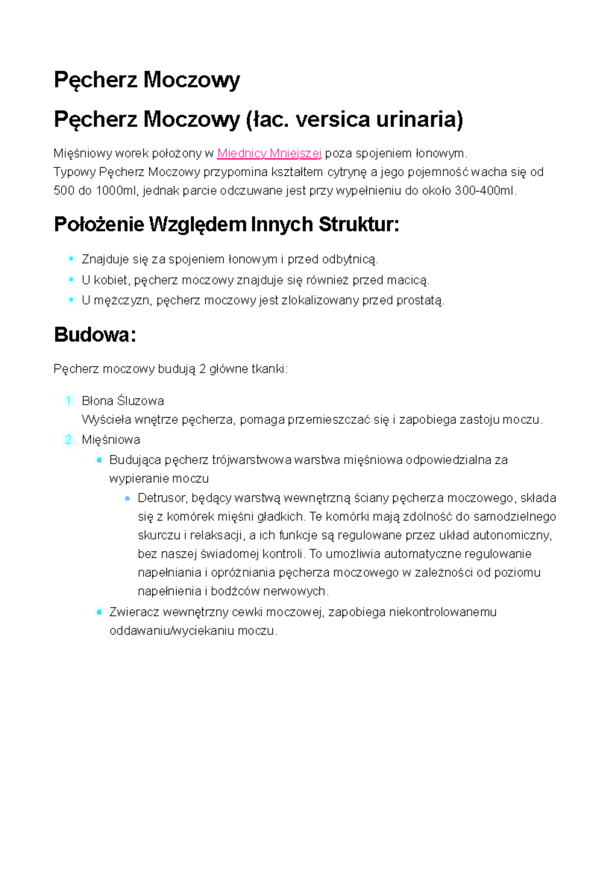 Pęcherz Moczowy - Anatomia Układu Moczowego - Pęcherz Moczowy Pęcherz ...