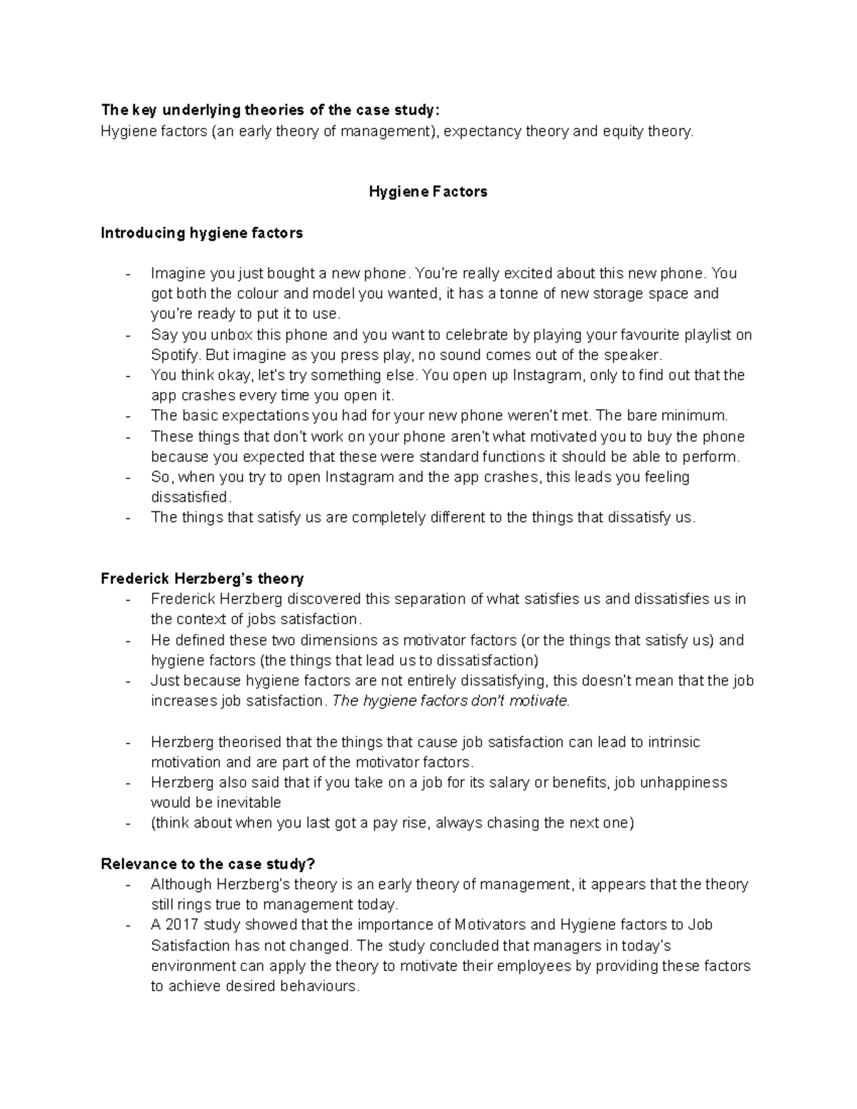 Theoretical Underpinnings - The key underlying theories of the case ...