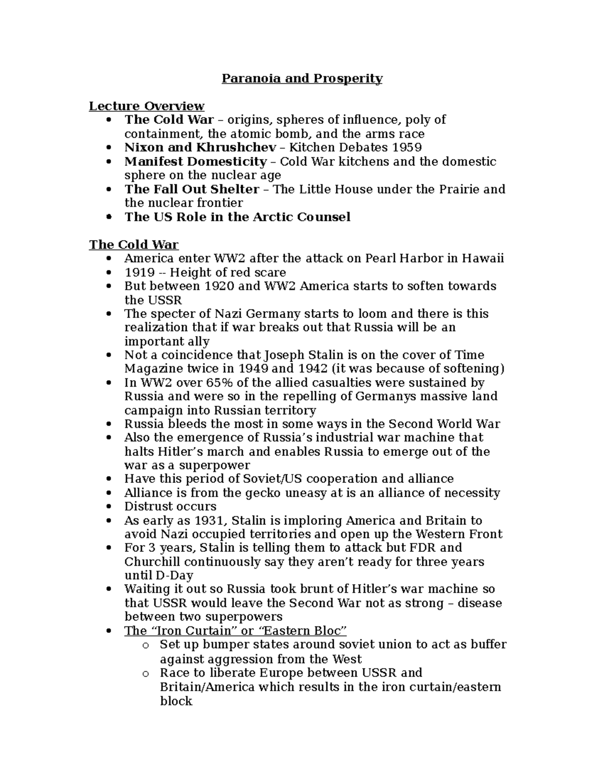 Paranoia and Prosperity - Paranoia and Prosperity Lecture Overview The ...