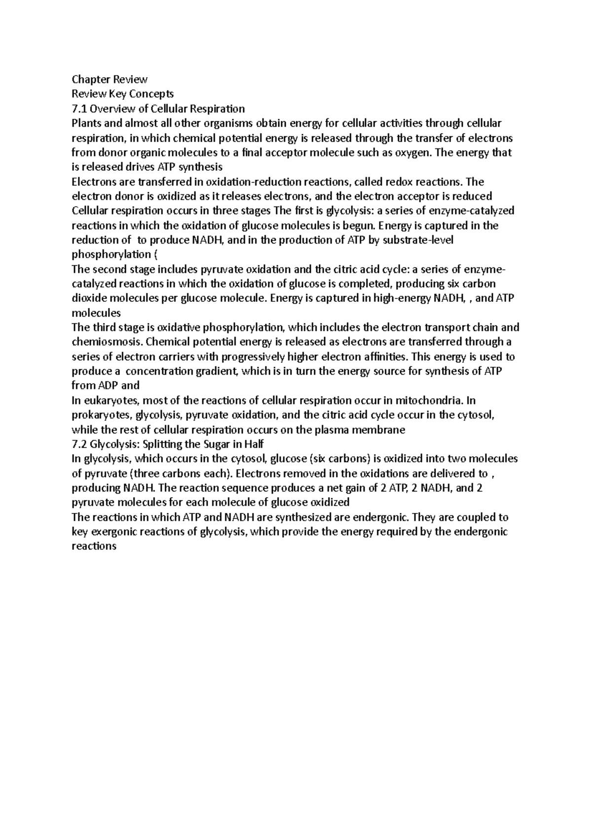 Ch 7 Part 1 Chapter 7 Review Biology The Dynamic Science Chapter