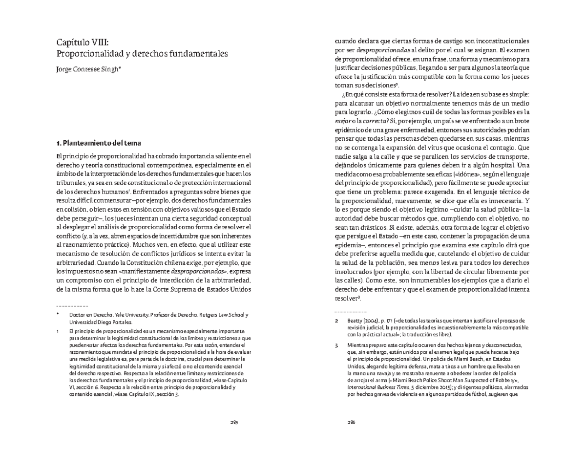 Contesse, Proporcionalidad - Capítulo VIII: Proporcionalidad y derechos ...