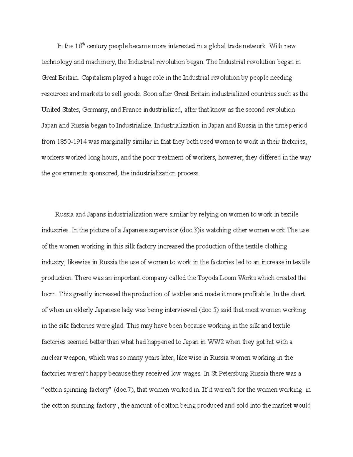 Russia Japan DBQ Final copy copy copy - In the 18th century people ...