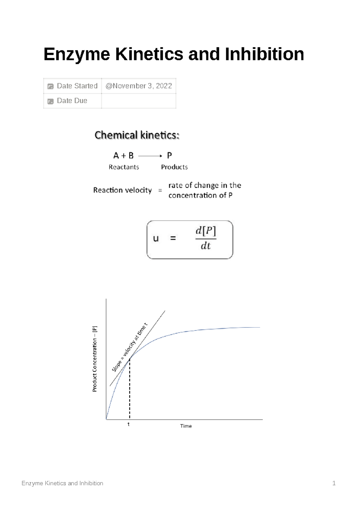 MEDC0003 - Enzyme Kinetics and Inhibition - Enzyme Kinetics and ...