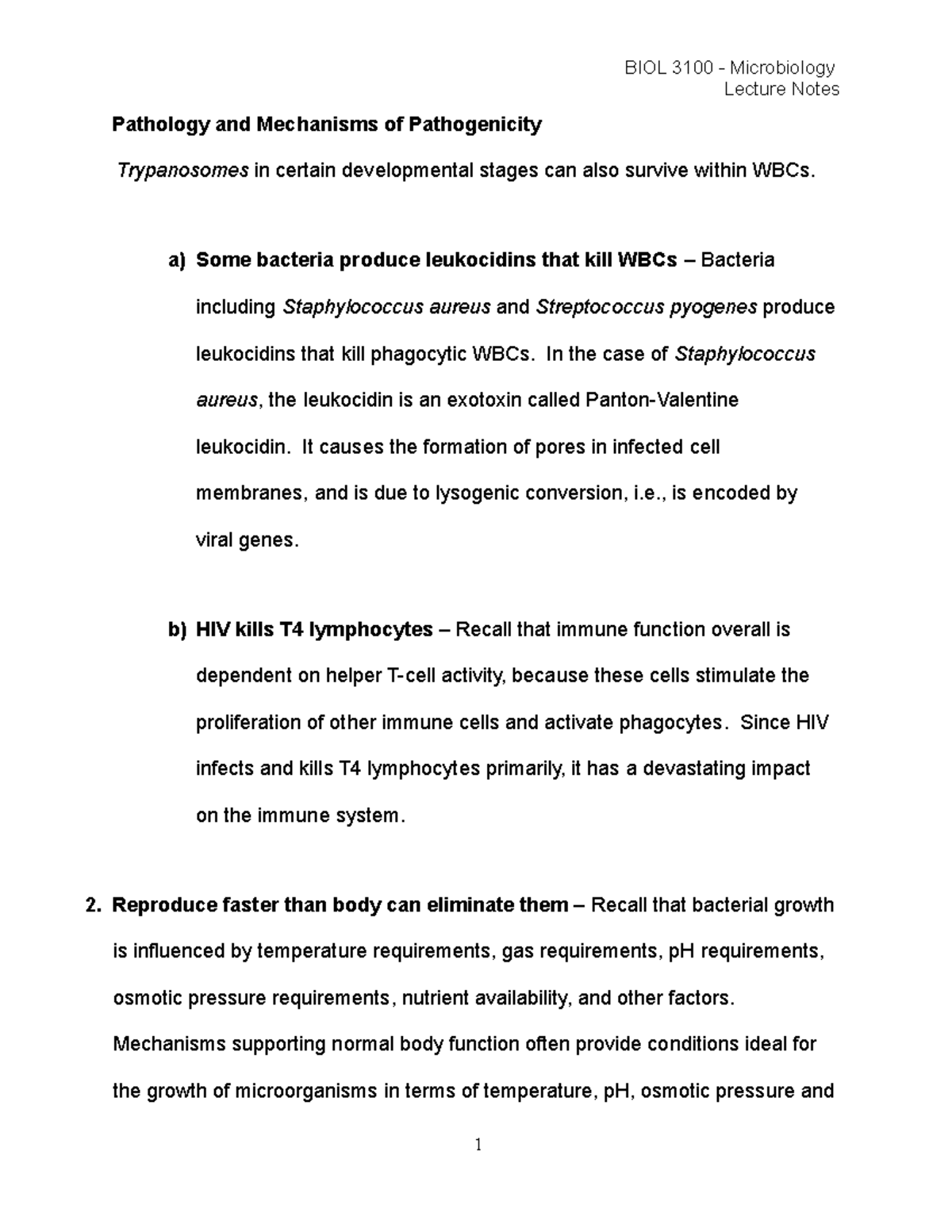 2021-Microbiology-Lecture-Notes-BIOL-3100-Pathology and Mechanisms of ...