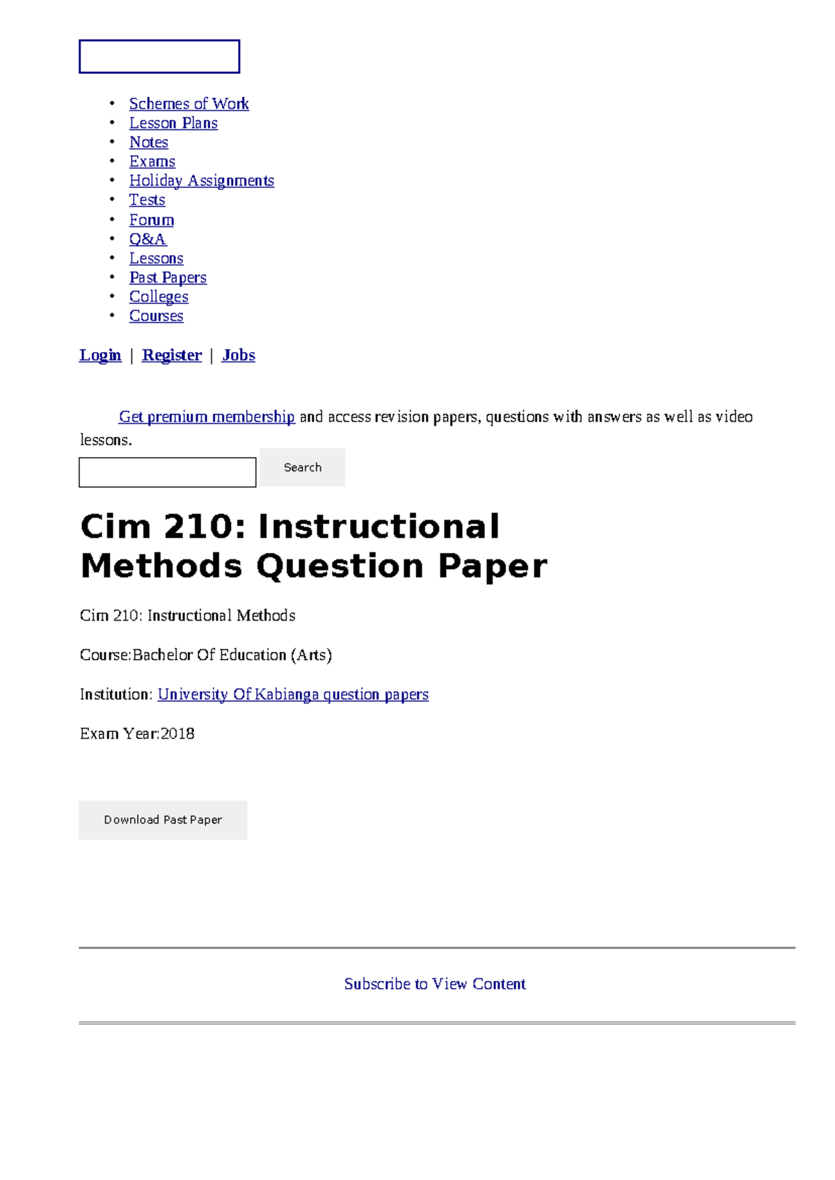 Cim 210 Instructional Methods - • Schemes of Work • Lesson Plans ...