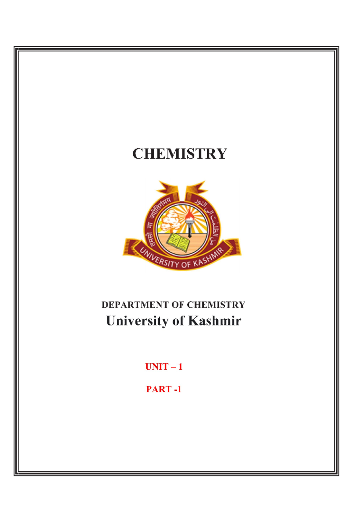 BSC Chemistry 1st Year UNIT 1 Atomic Structure Part 1 - Studocu