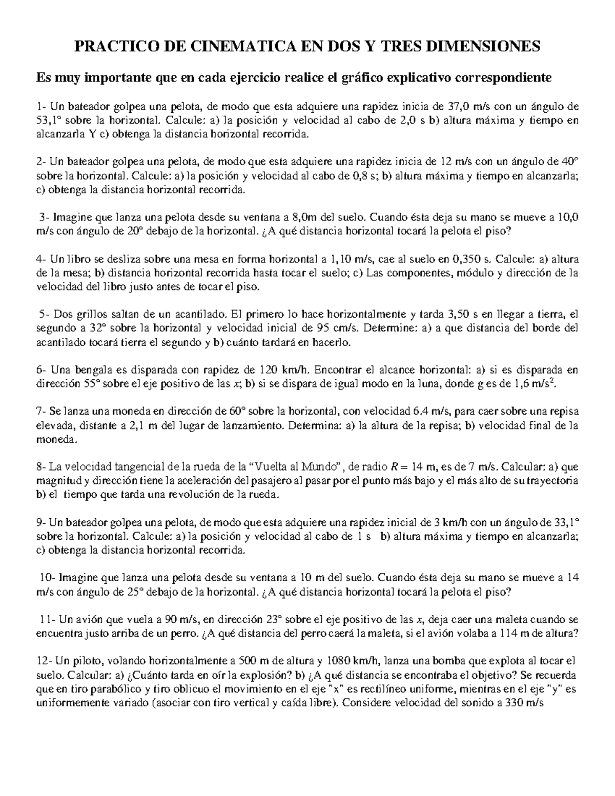 ON LINE Cinem 2 Dimen - PRACTICO DE CINEMATICA EN DOS Y TRES ...