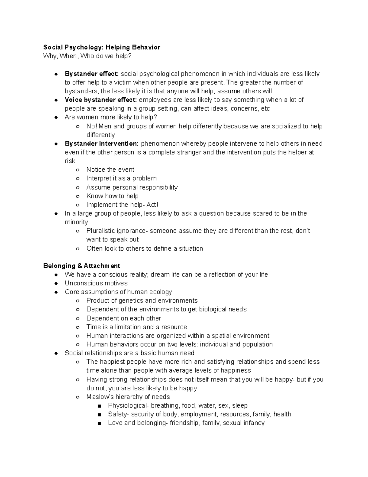 Week 8- Social Relationships - Social Psychology: Helping Behavior Why ...