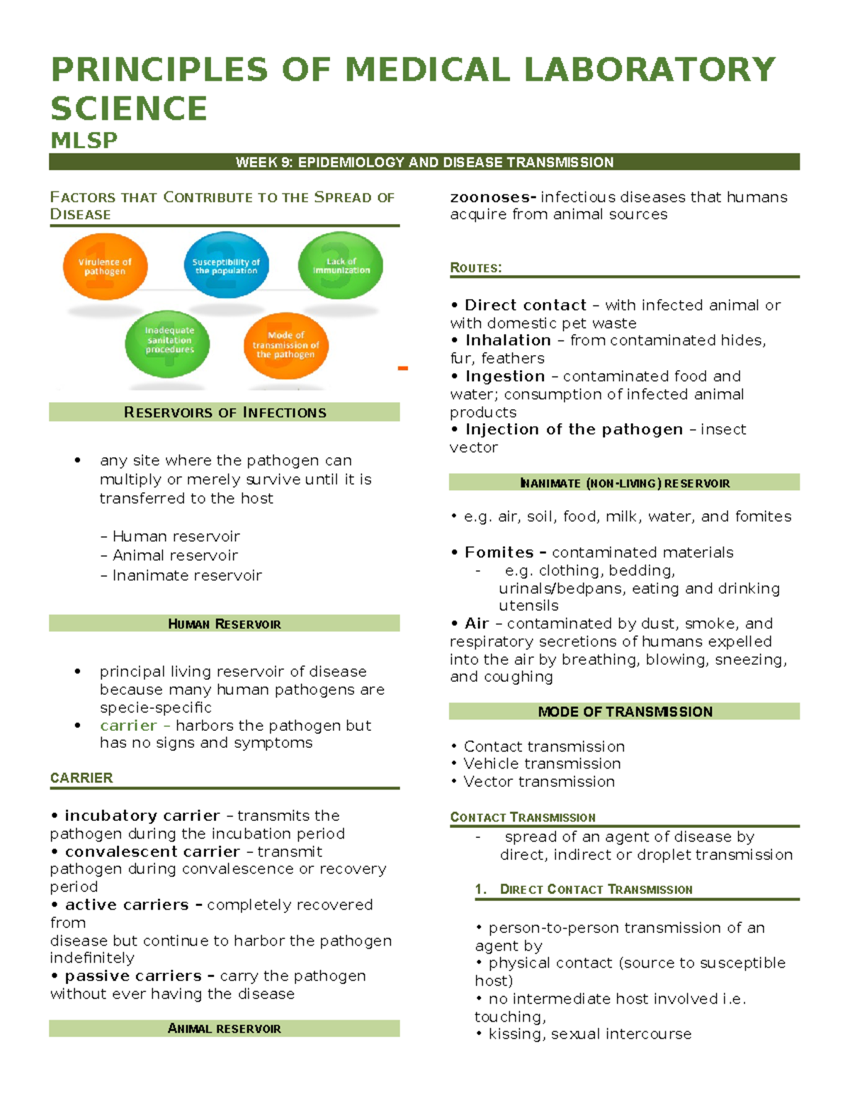 MLSP WEEK9 Trans - PRINCIPLES OF MEDICAL LABORATORY SCIENCE MLSP WEEK 9 ...