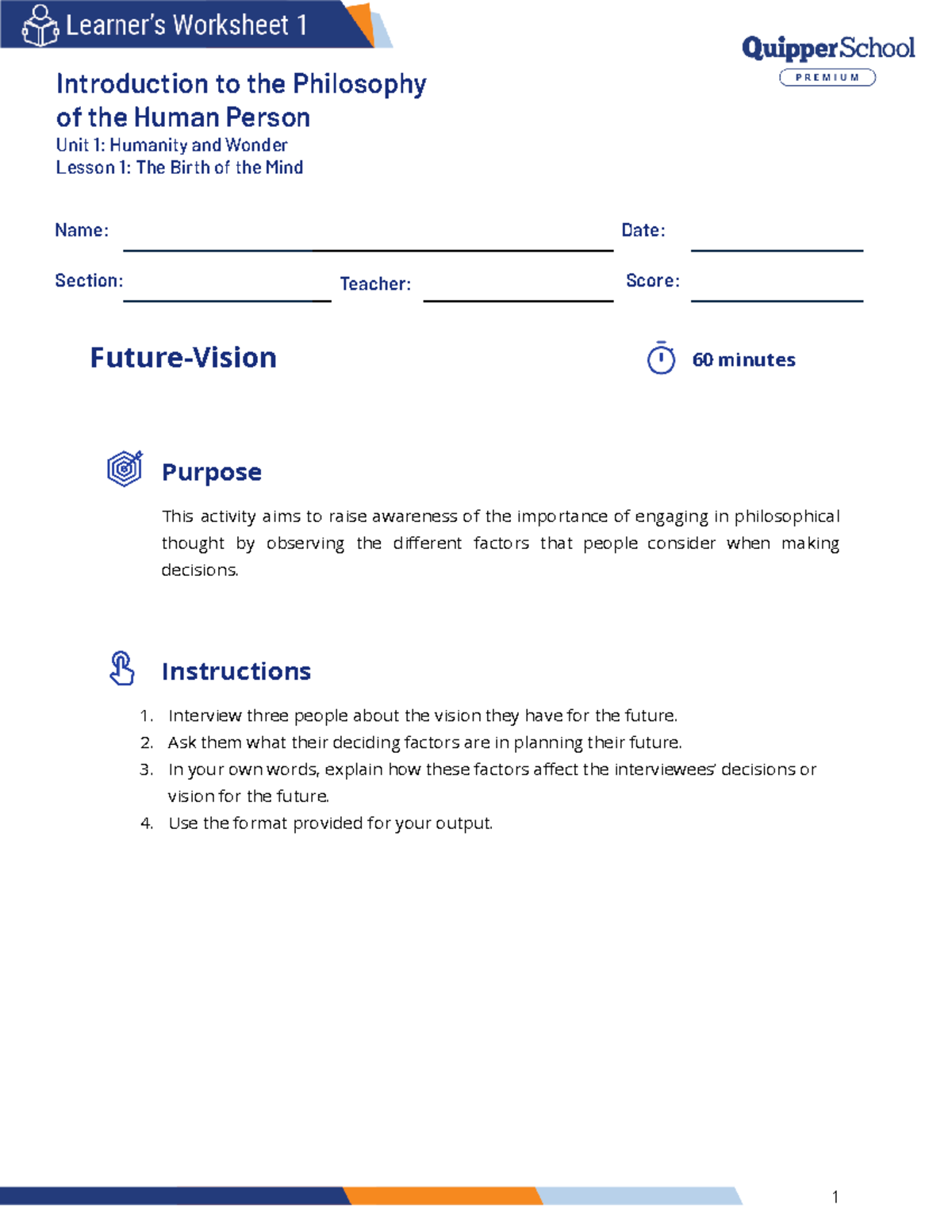 IPHP-11 12-Q1-0101-The-Birth-of-Mind-SW1 - of the Human Person Unit 1 ...