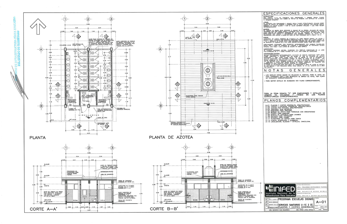 Plano de modulos sanitarios - ESPECIFICACIONES GENERALES ESTRUCTURA: 1 2 3 1 2 3 ESTRUCTIONLES U ...