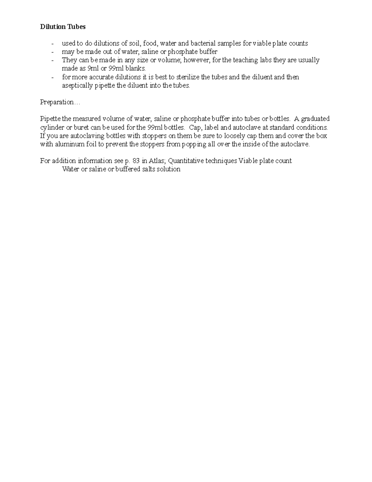 Dilution Tube - Dilution Tubes used to do dilutions of soil, food ...