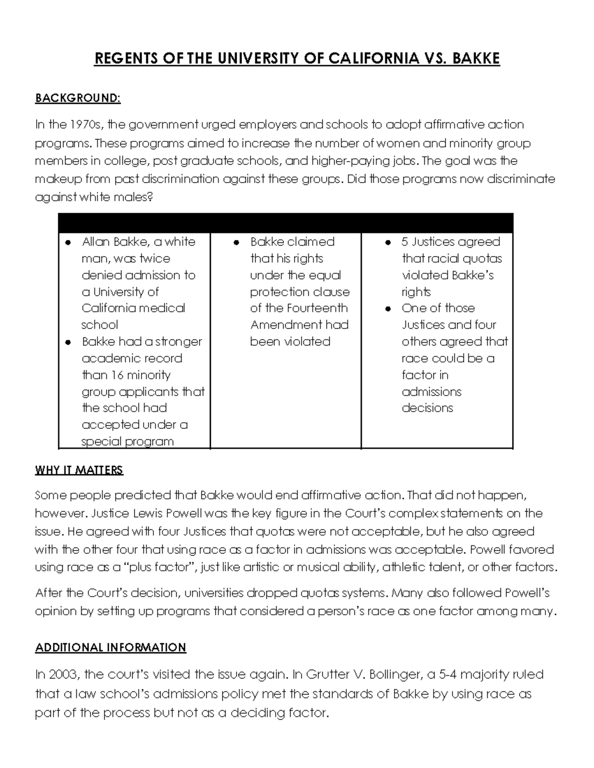 Affirmative Action Exit Pass - REGENTS OF THE UNIVERSITY OF CALIFORNIA ...