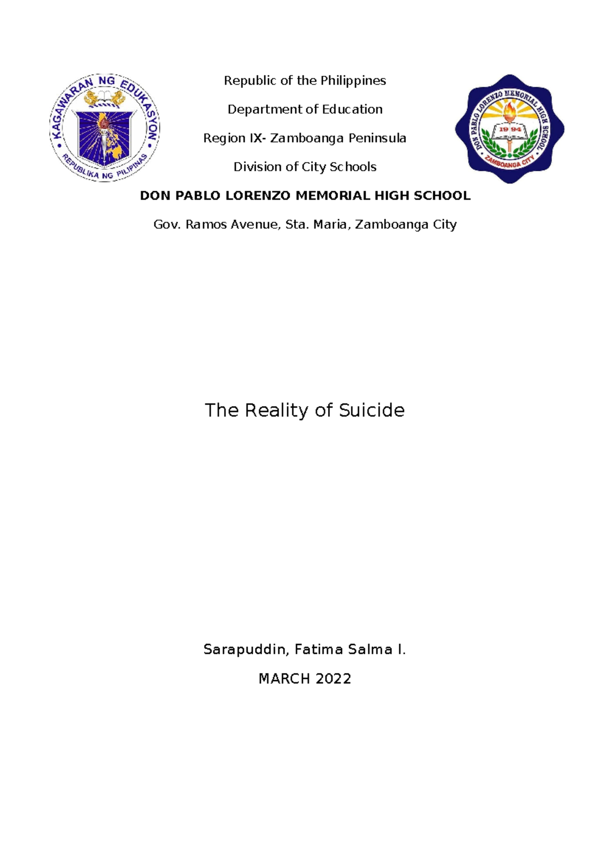 Position Paper on Euthanasia - Republic of the Philippines Department ...