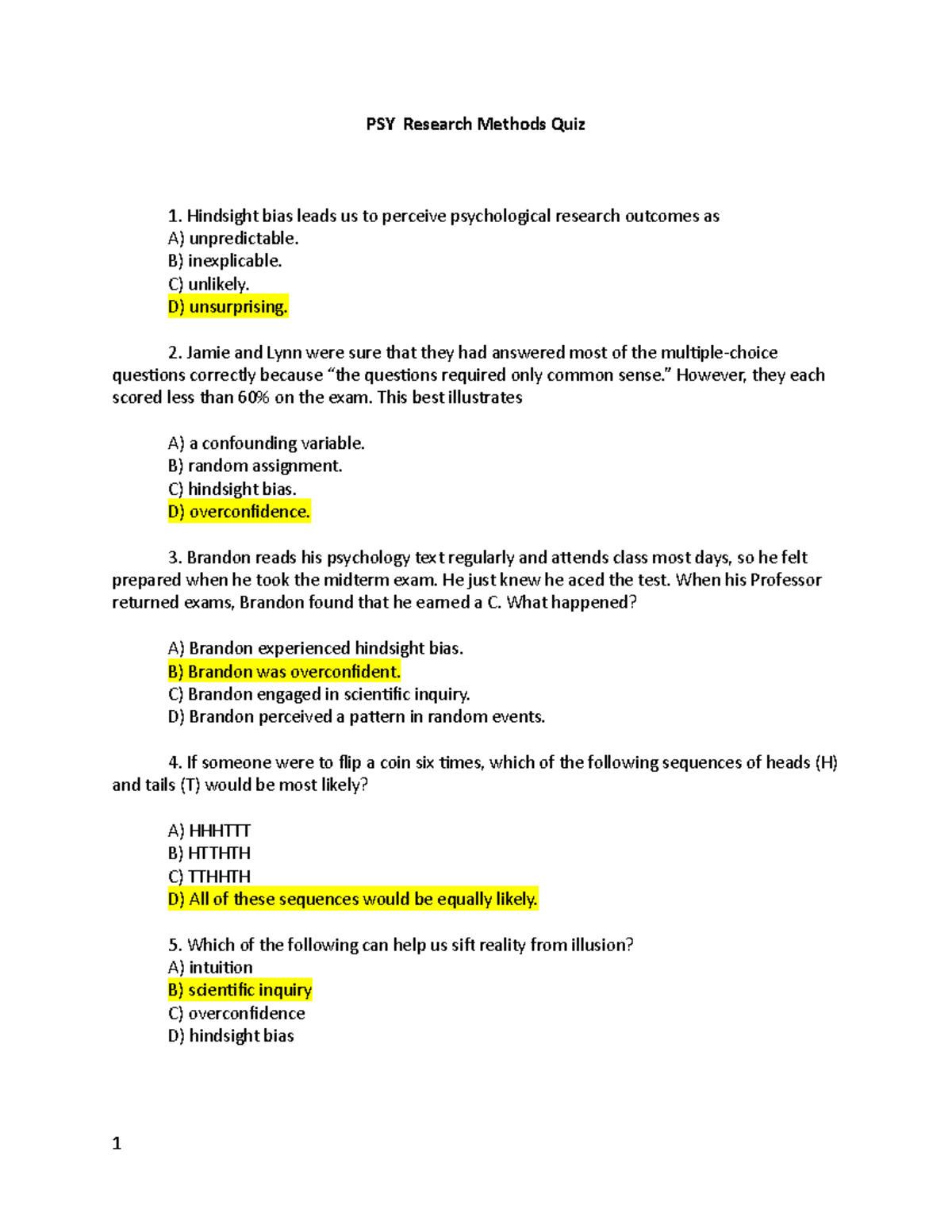 PSY Quiz - Review Research Methods Questions-1 - PSY Research Methods ...