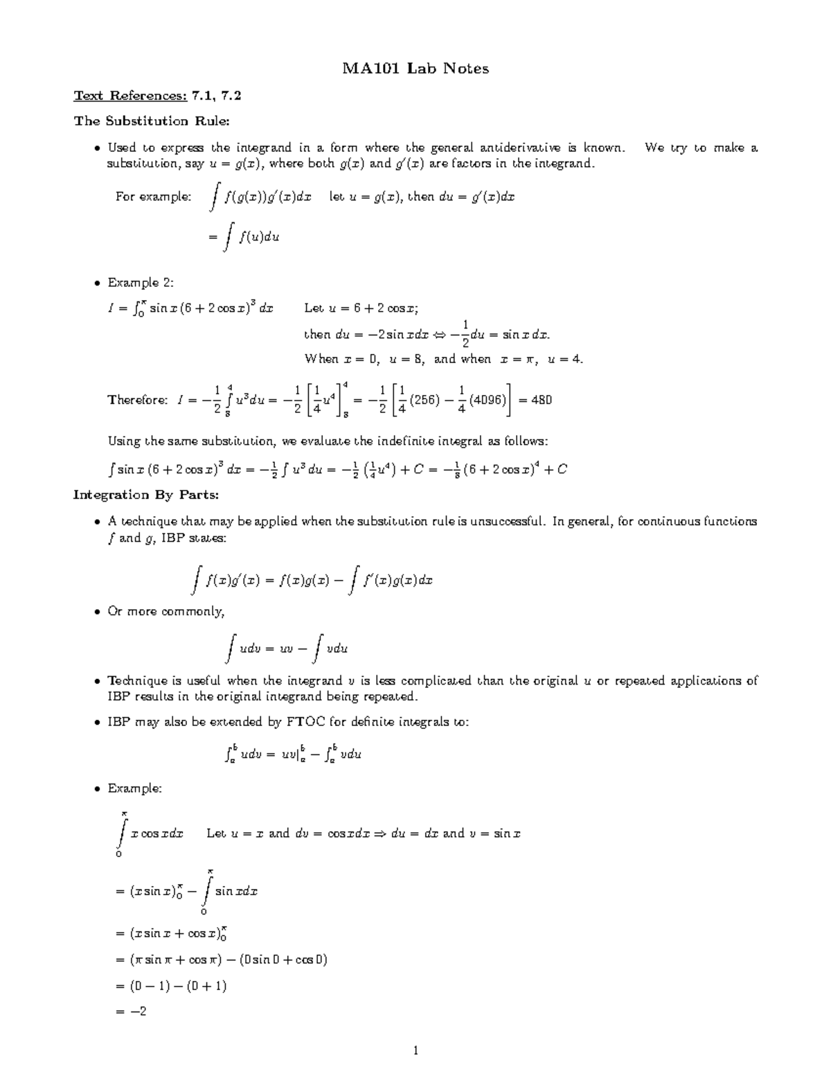 Lab 7 Notes/Report - MA101 Lab Notes Text References: 7, 7. The ...