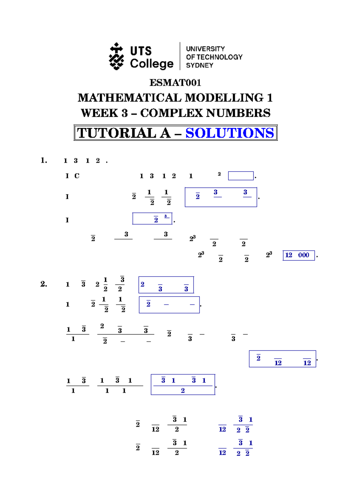 Week 3 - Tutorial A Solution - ESMAT MATHEMATICAL MODELLING 1 WEEK 3 ...