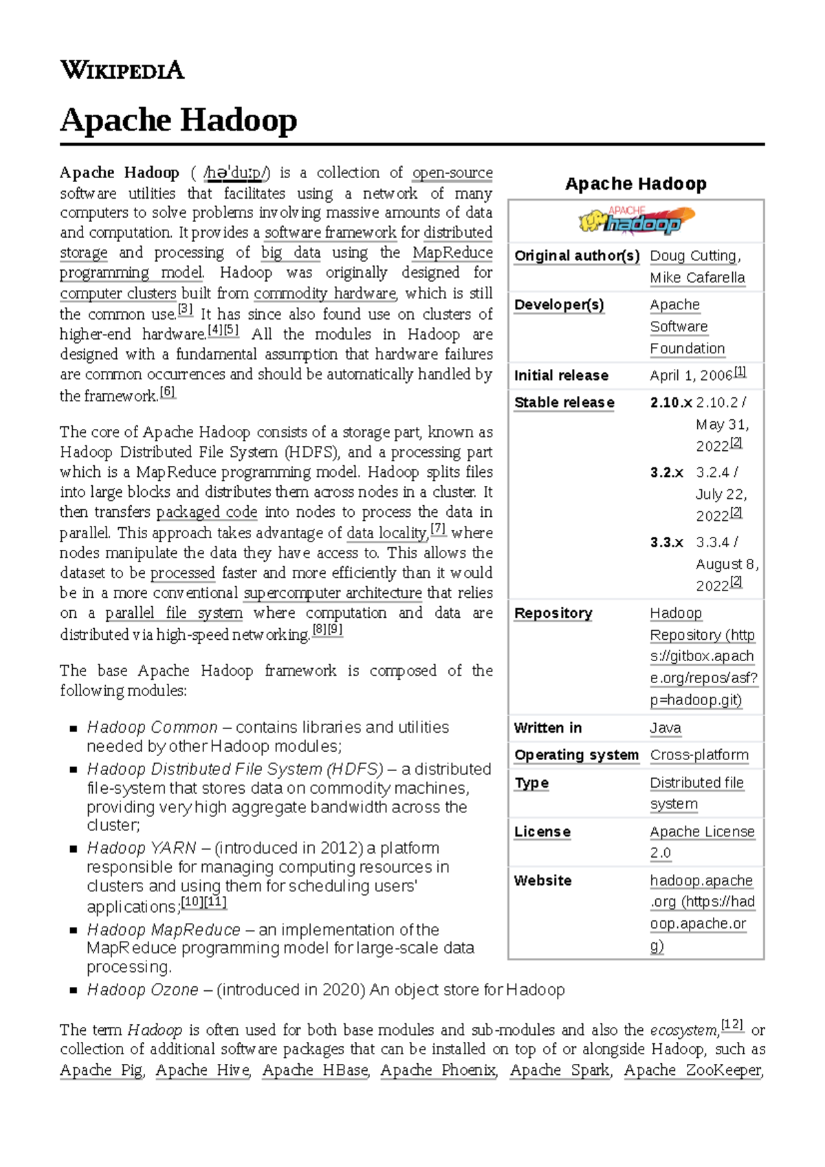 Apache Hadoop - Apache Hadoop Original author(s) Doug Cutting, Mike ...