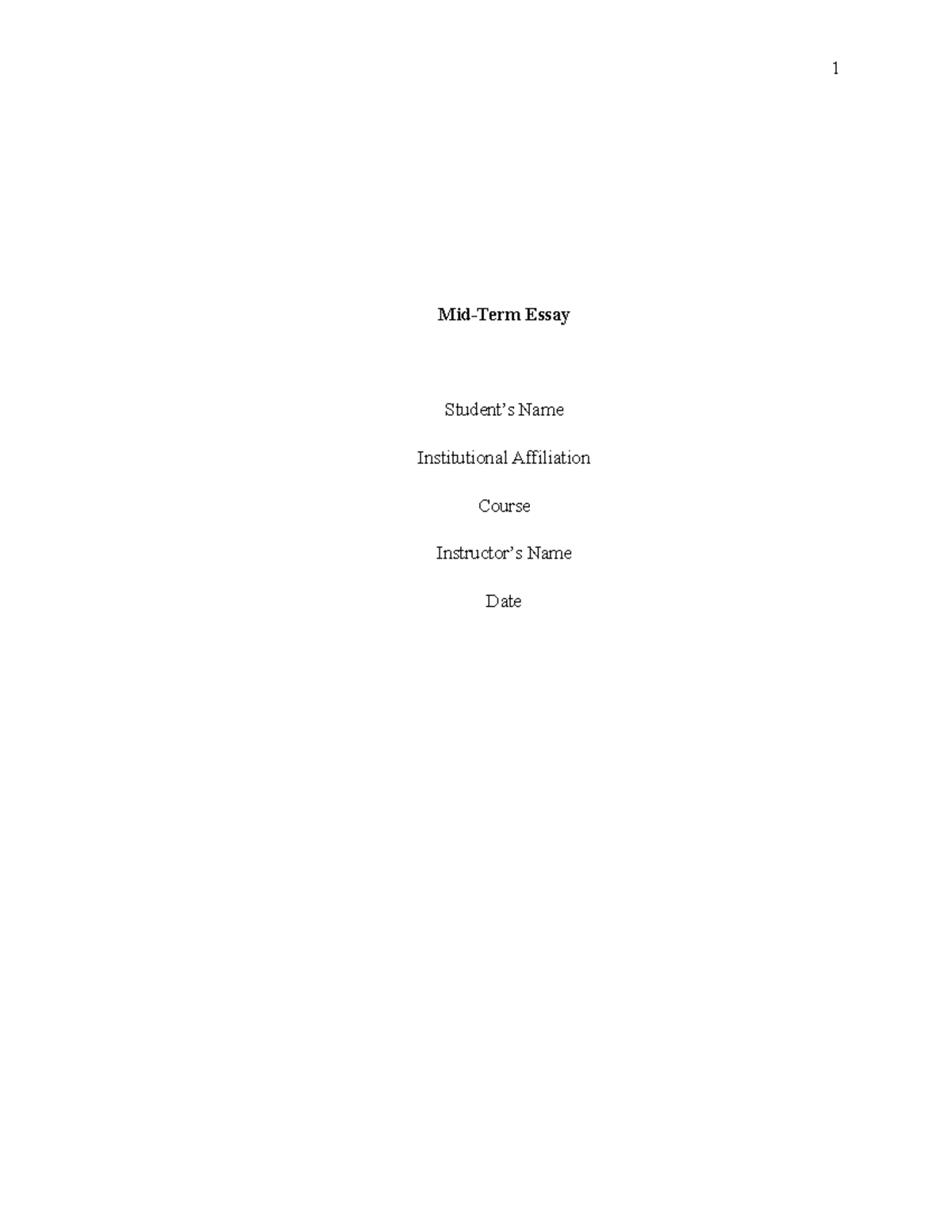 Mid-term q3 - evaluation of understanding - Mid-Term Essay Student’s ...