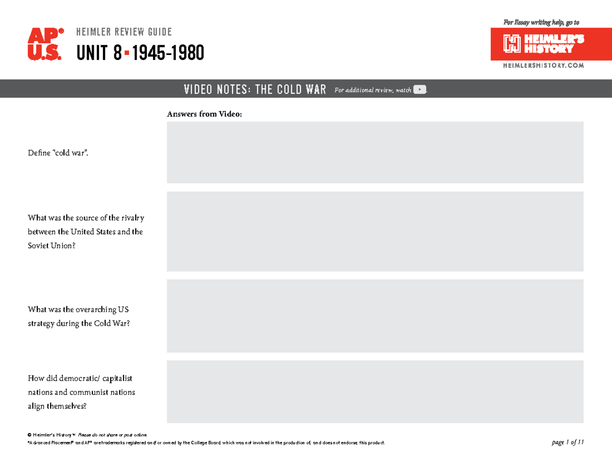 AP US HRG Unit 8 Noteguide - UNIT 8 1945- © Heimler’s History TM Please ...