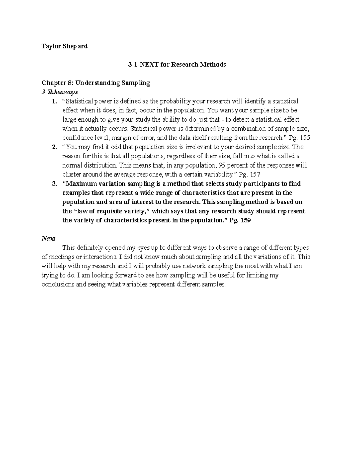 3-1 NEXT CHPT 8 - Chapter Reading the 3 main takeaways from the reading ...