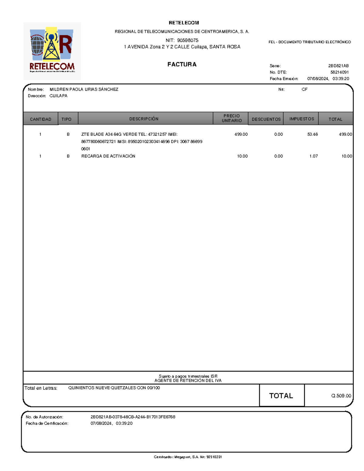 Documento 3790553 - Vhhhh - CANTIDAD TIPO DESCRIPCIÓN UNITARIOPRECIO ...