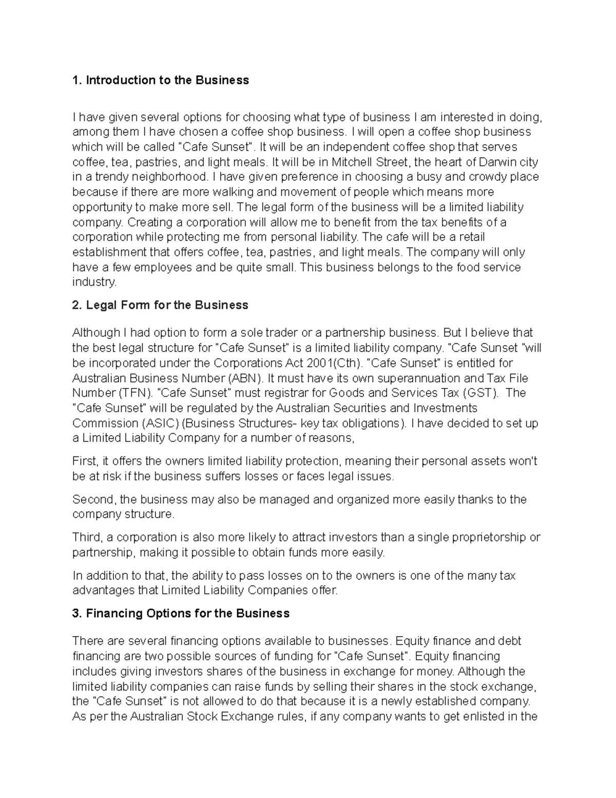 Md Sayedur Rahman - Assignment on establishing a business and ...