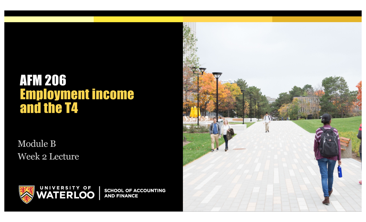 Lecture slides for Mod B wk 2 - AFM 208 - UWaterloo - Studocu