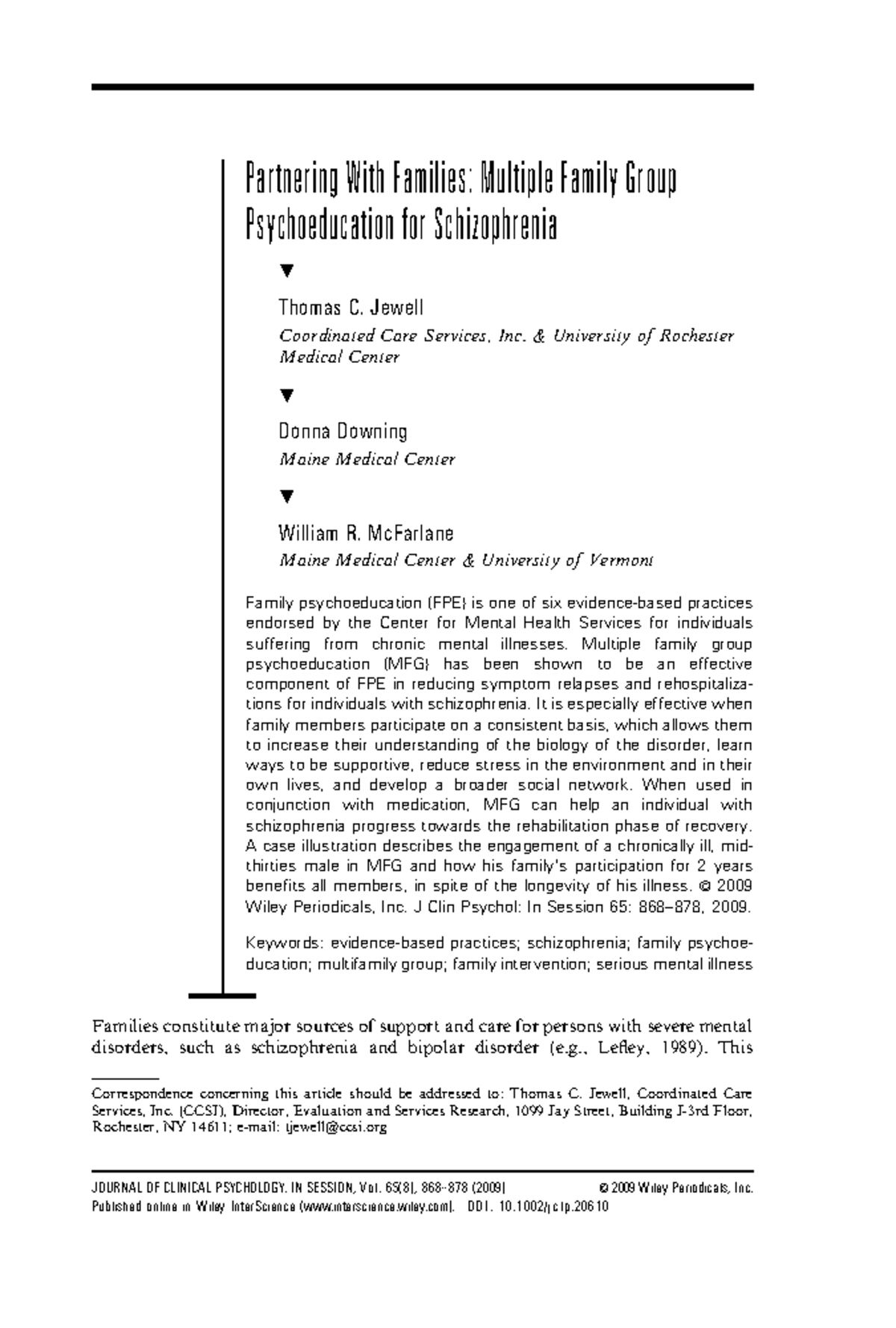 Example of Case - Lecture notes - Partnering With Families: Multiple ...
