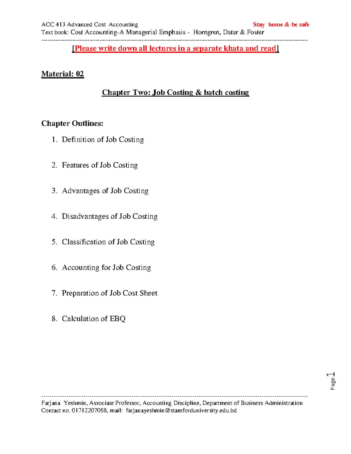 ACC 413 Adv Cost accounting Class Material 2 - Introduction to ...