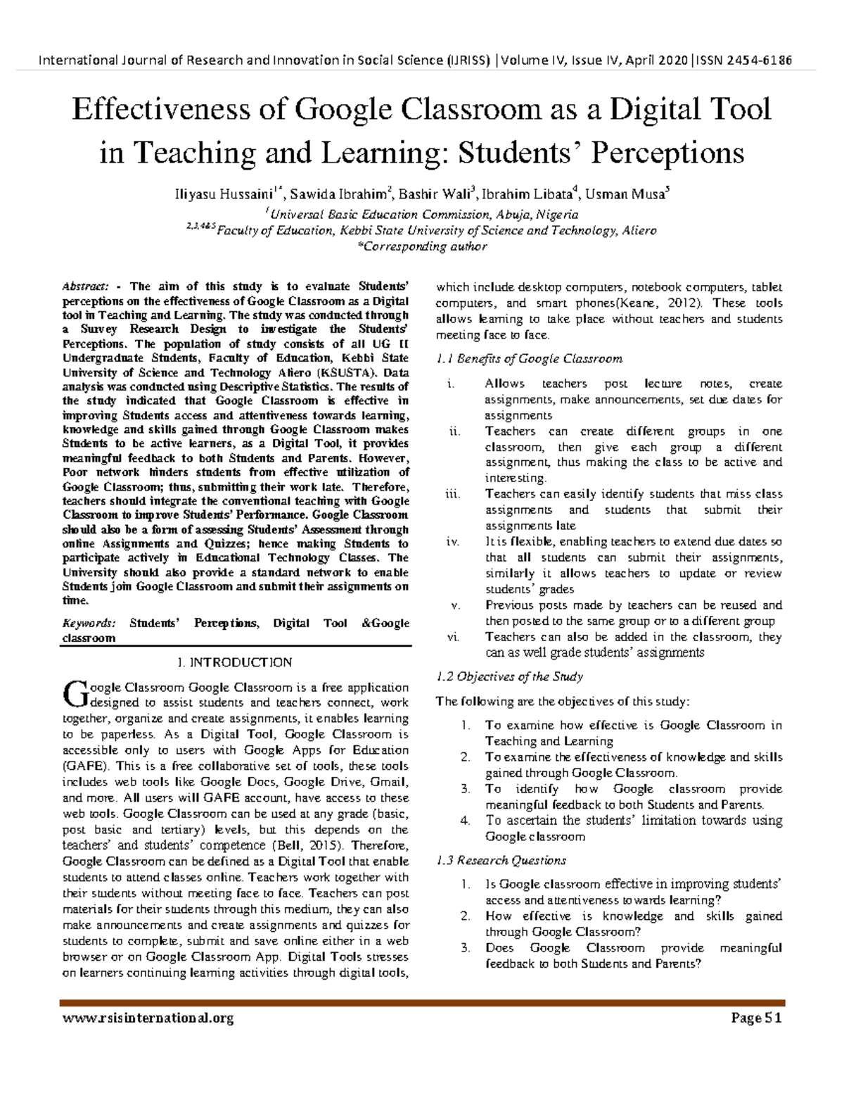 Effectiveness of Google Classroom as a Digital Tool in Teaching - The ...