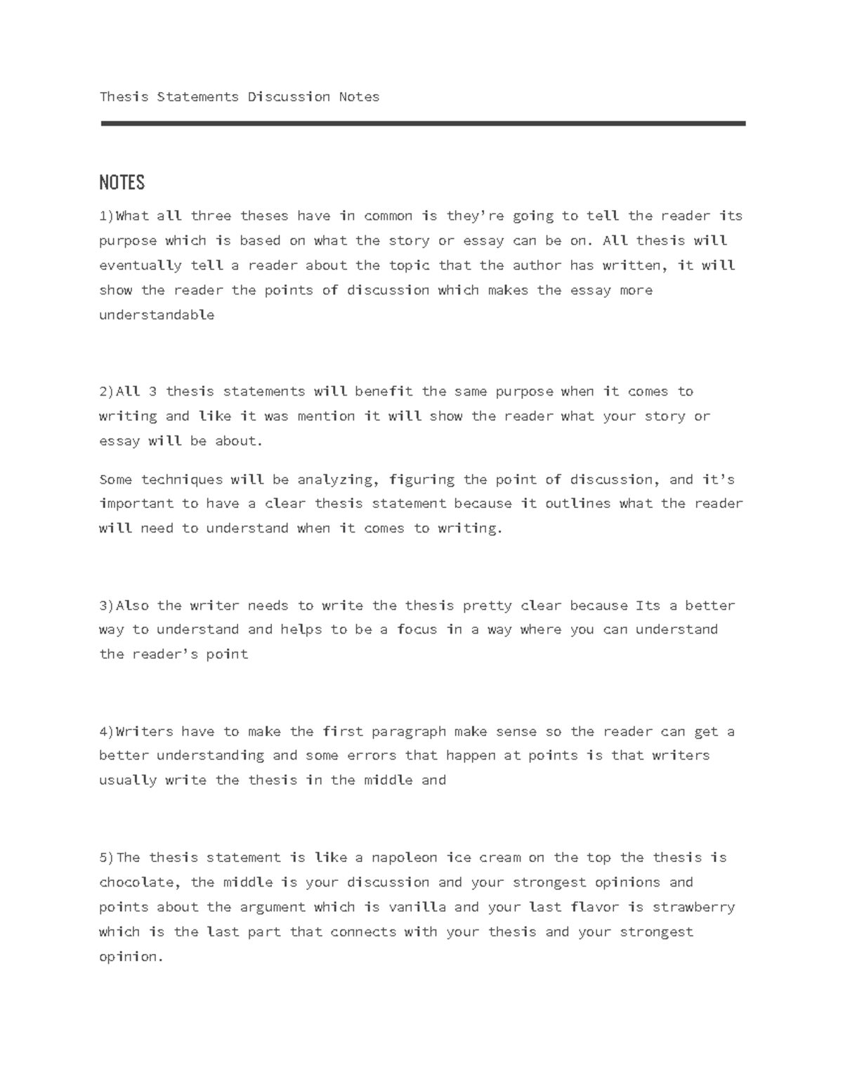 Meeting notes-3 - Lecture notes 3 - Thesis Statements Discussion Notes ...