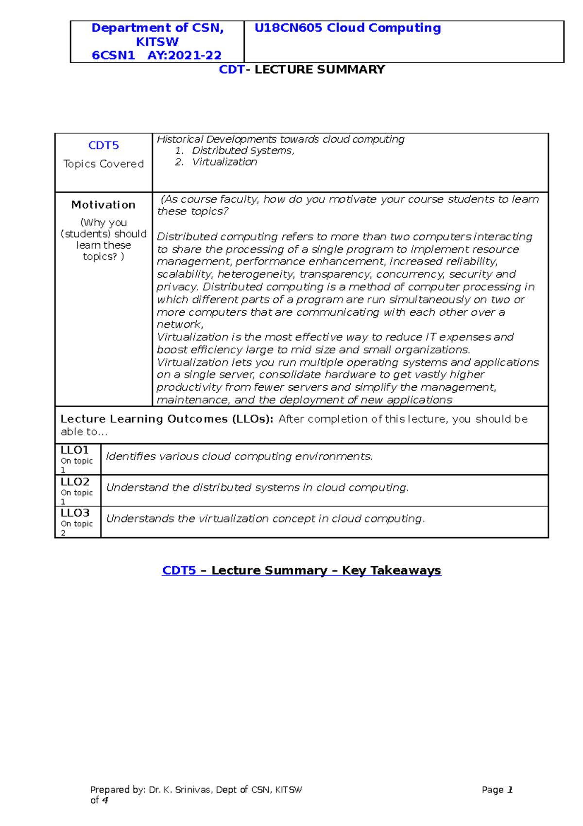 Distributed systems and virtualization - KITSW 6CSN1 AY:2021- CDT ...