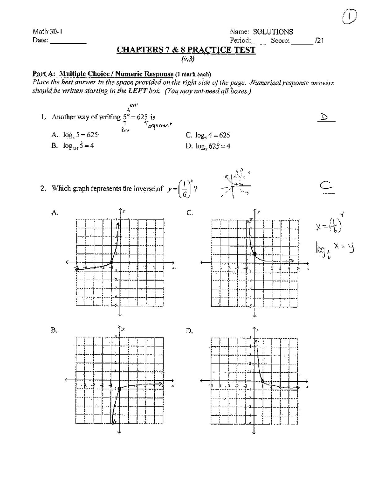 Ch. 7 & 8 Practice Test Solns, Math lecture materials - Studocu