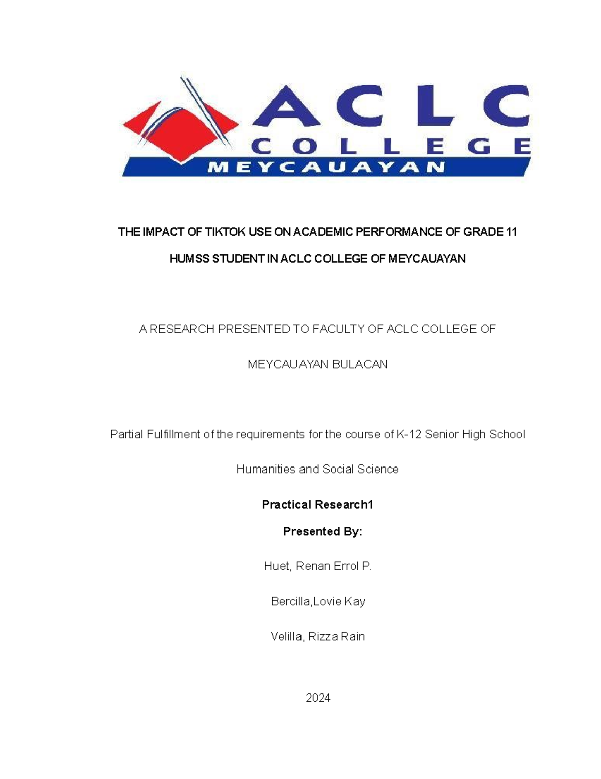 Research title 1 edited - THE IMPACT OF TIKTOK USE ON ACADEMIC ...