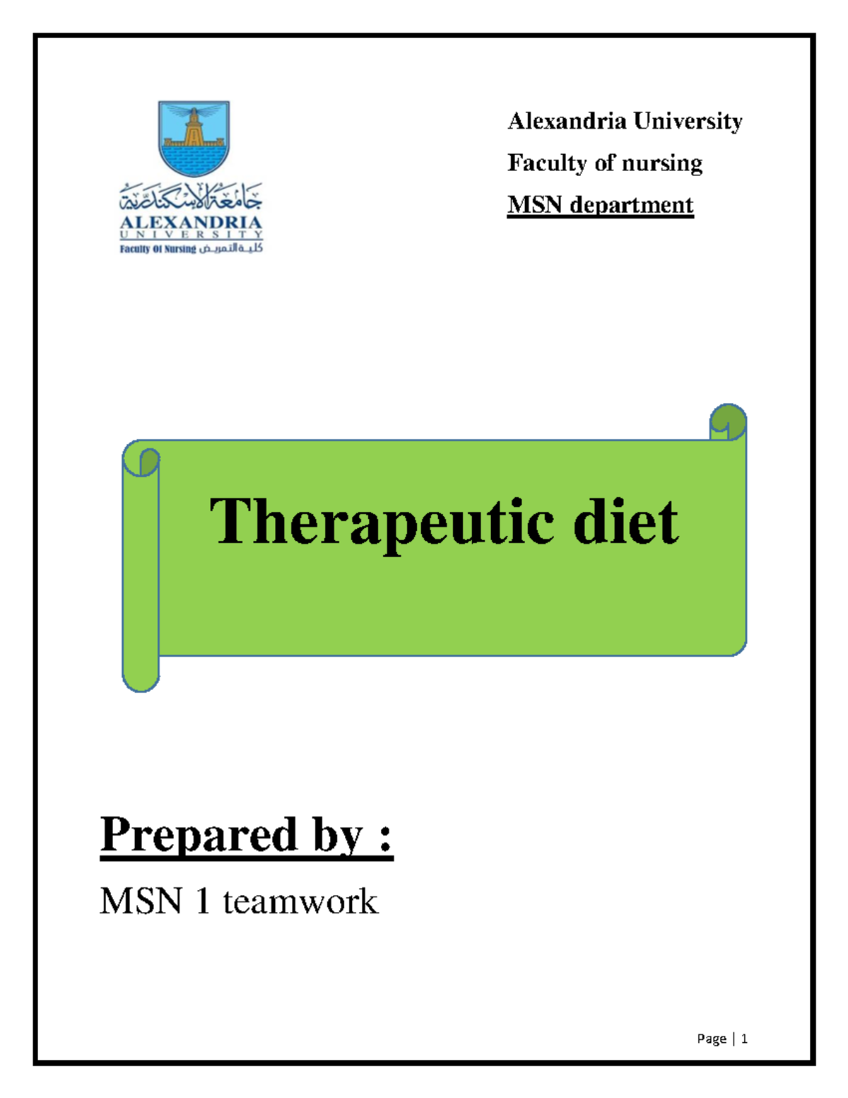Common Therapeutic diets for nurses - Prepared by : MSN 1 teamwork ...