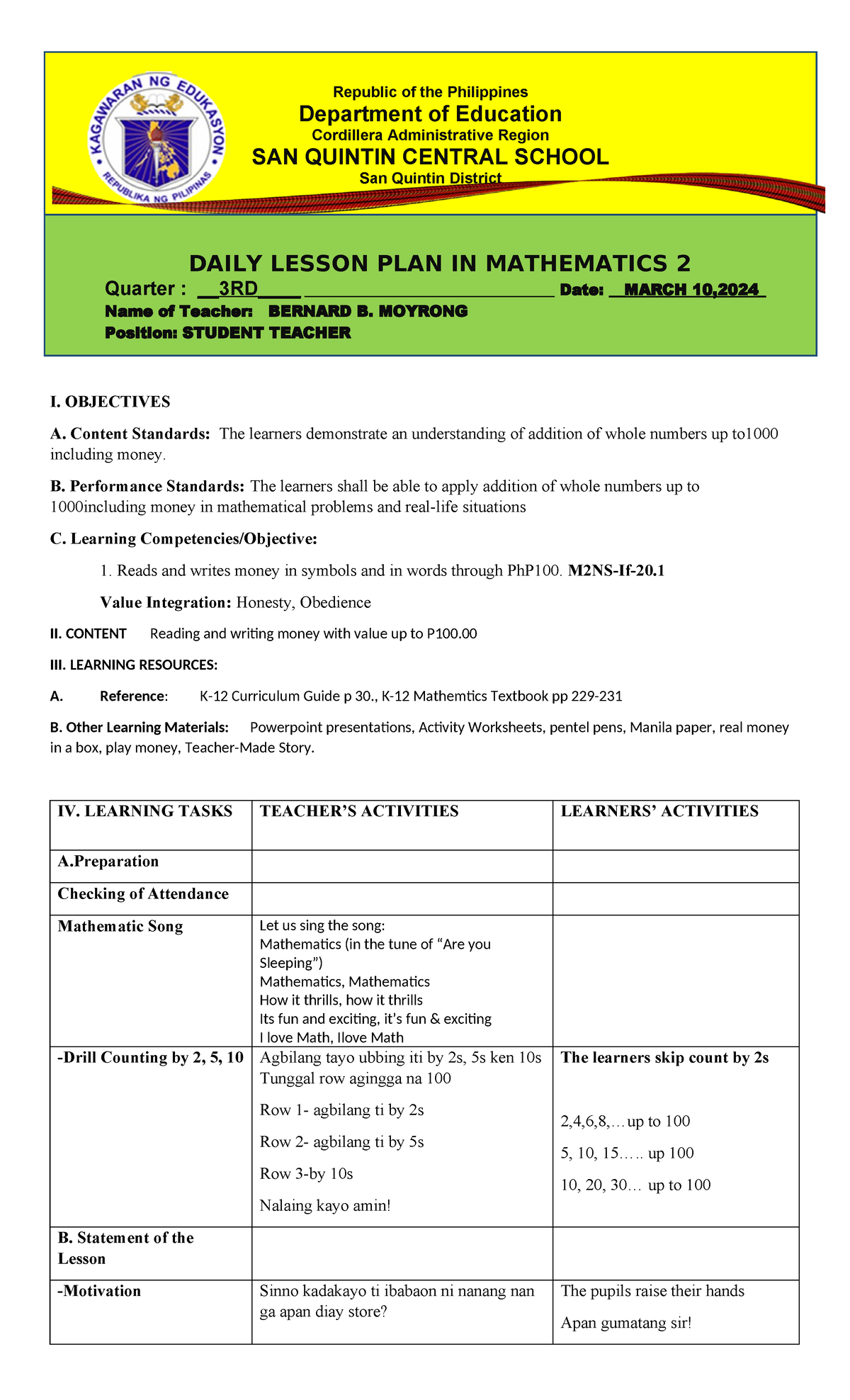 LP MATH 2 Bernard B. Moyrong 3RD Quarter - Republic of the Philippines ...