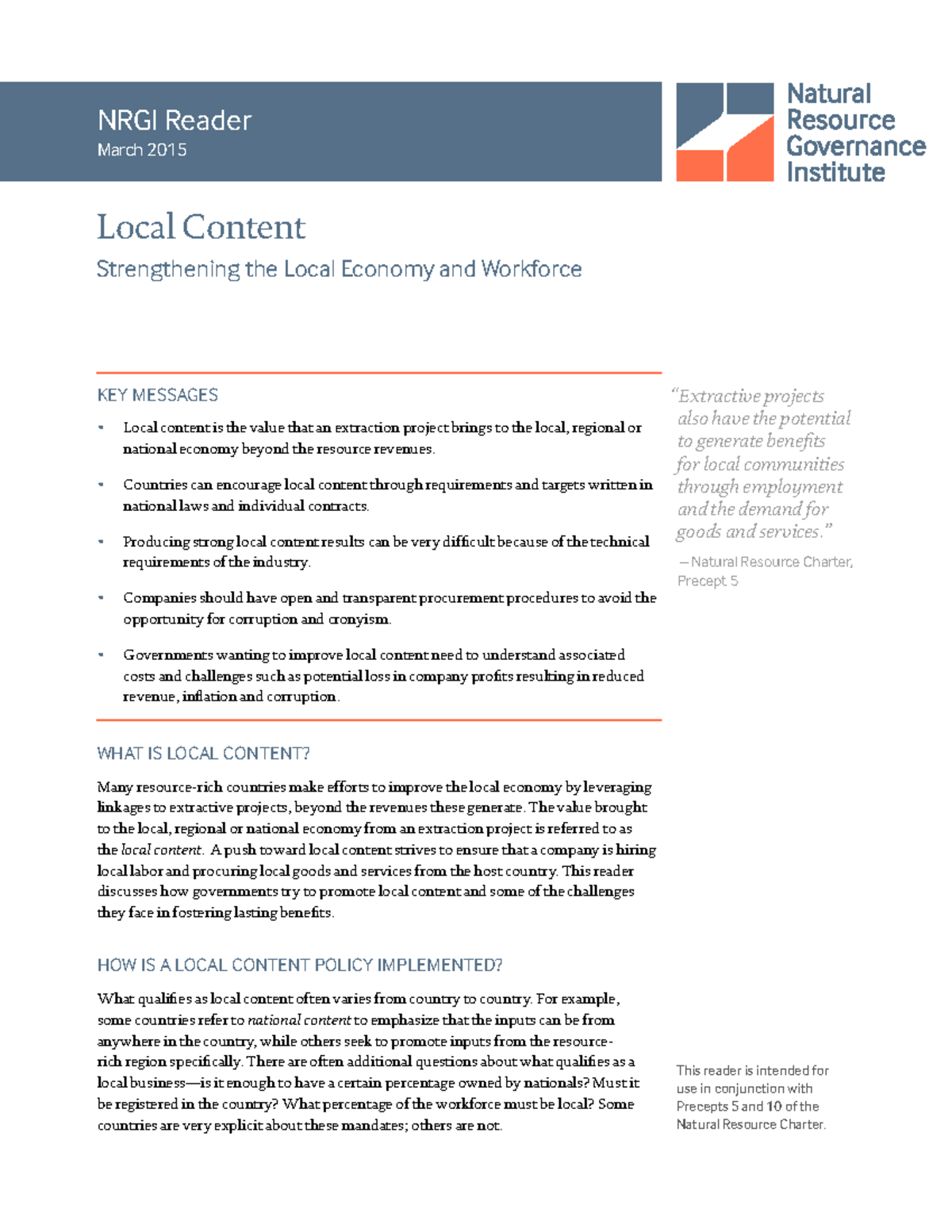 Nrgi Local-Content - Detailed reading material on oil and gas local content - KEY MESSAGES Local ...