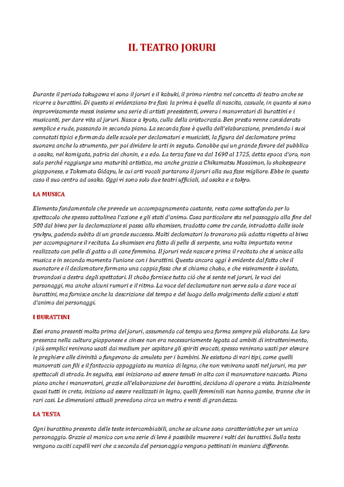 Lettertura Giapponese Teatro Joruri - IL TEATRO JORURI Durante il ...