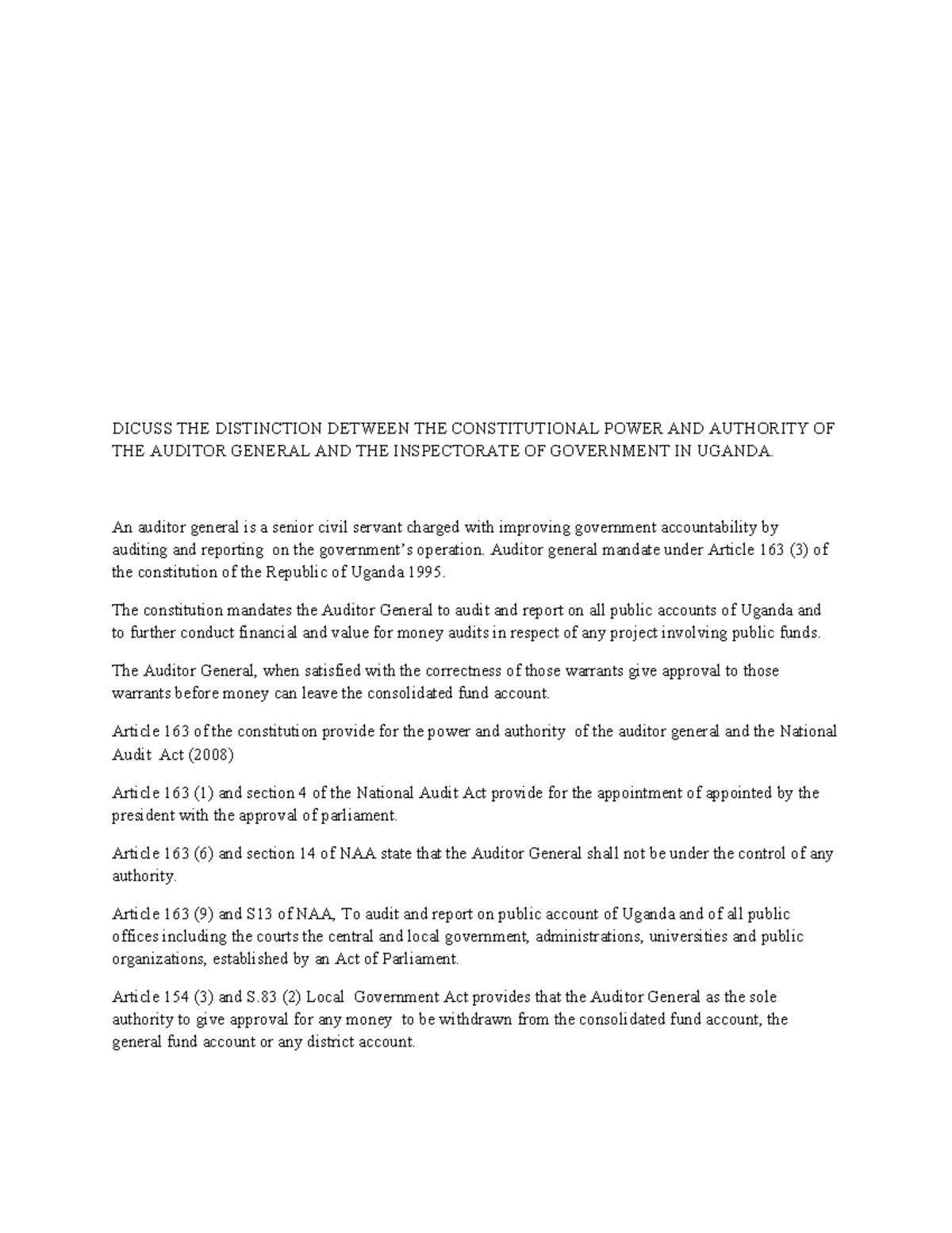 Auditor - This is my coursework Principle of Constitutional Law 2 (1107 ...