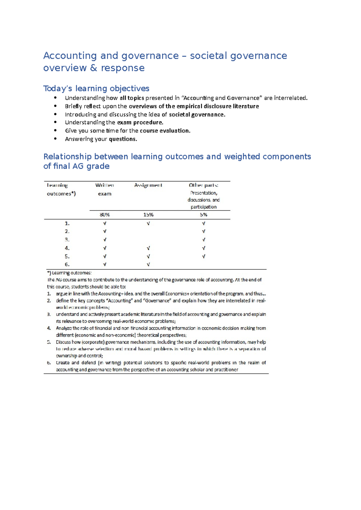 Accounting and governance lecture 13 - Accounting and governance ...