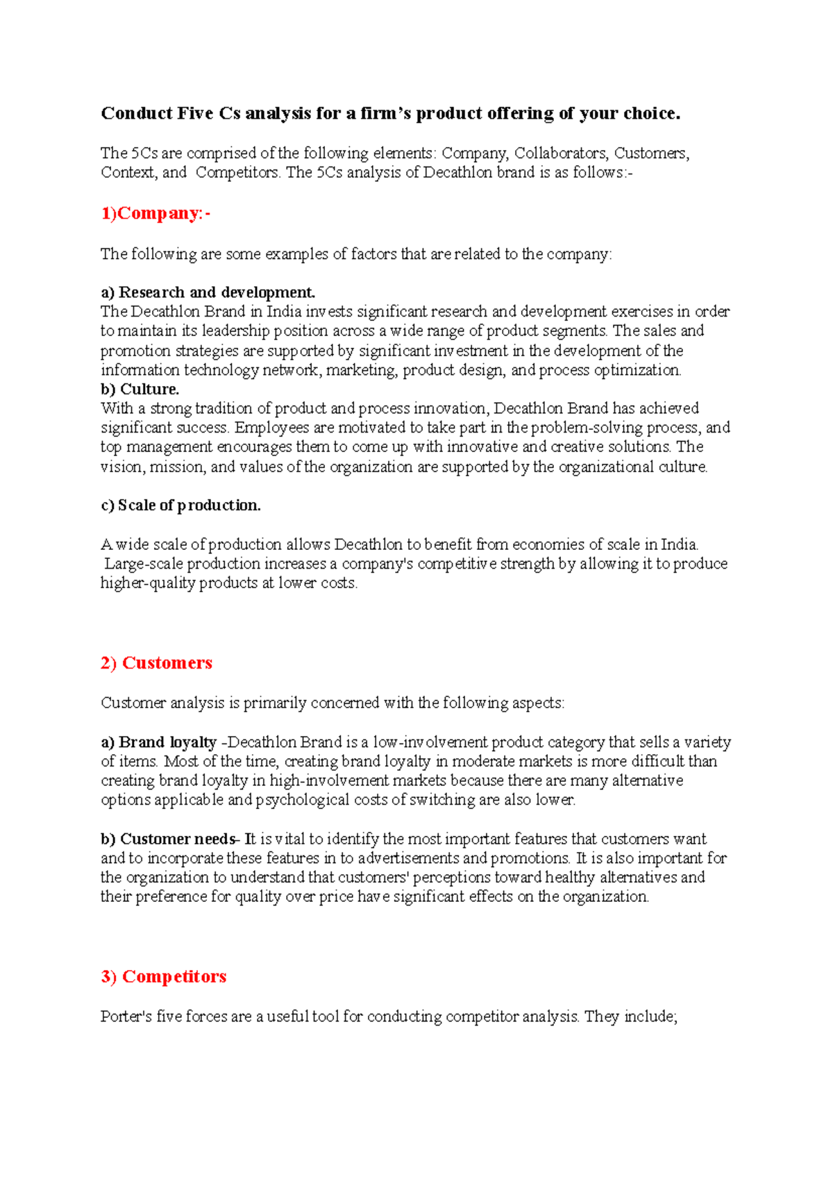Conduct Five Cs analysis for a firm in industry - Conduct Five Cs ...