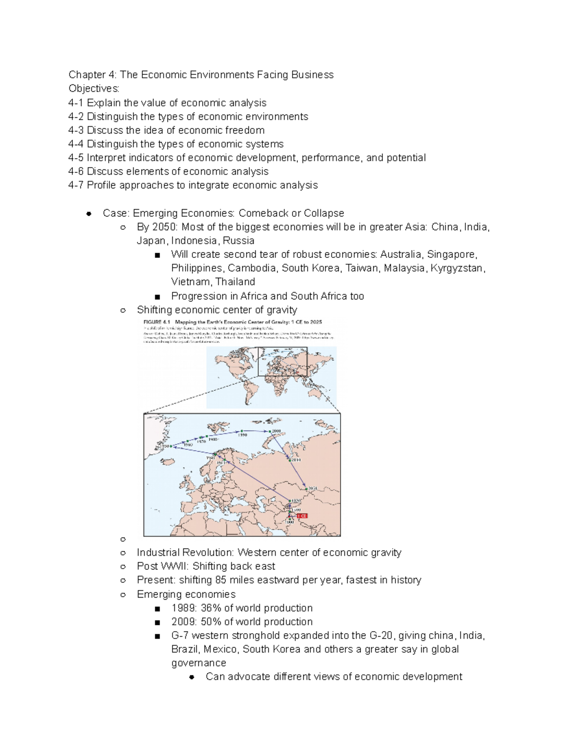 Chapter 4 Notes - Chapter 4: The Economic Environments Facing Business ...