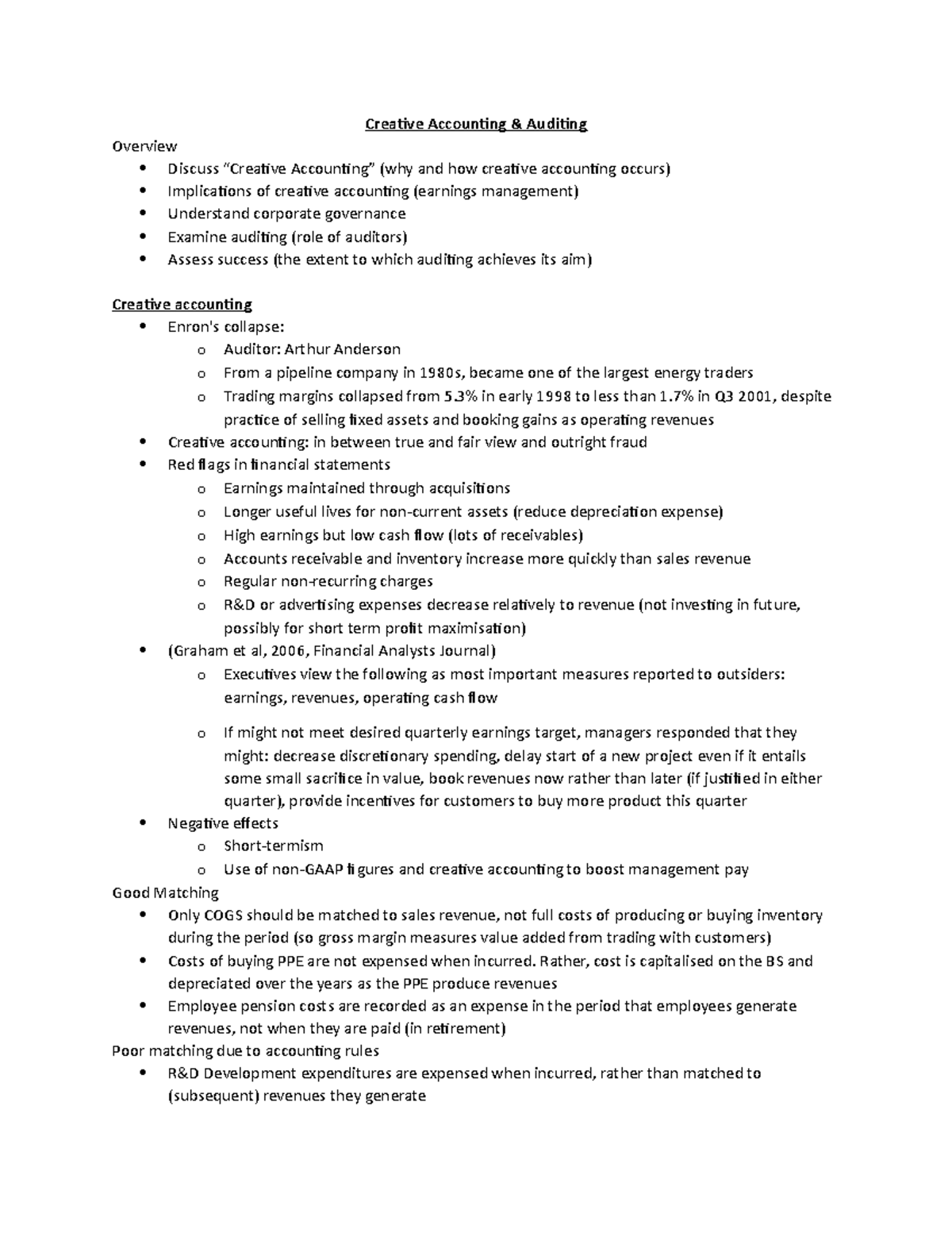 Financial Management: Creative Accounting and Auditing Notes - Creative ...