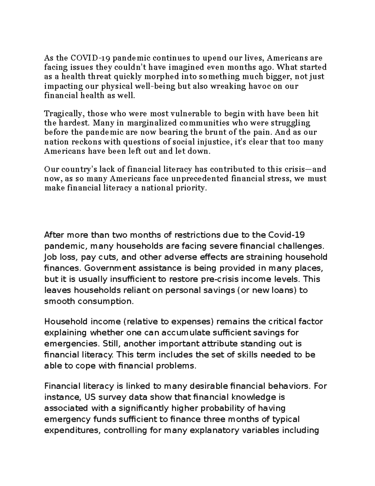 Semiar introduction - notes - As the COVID-19 pandemic continues to ...