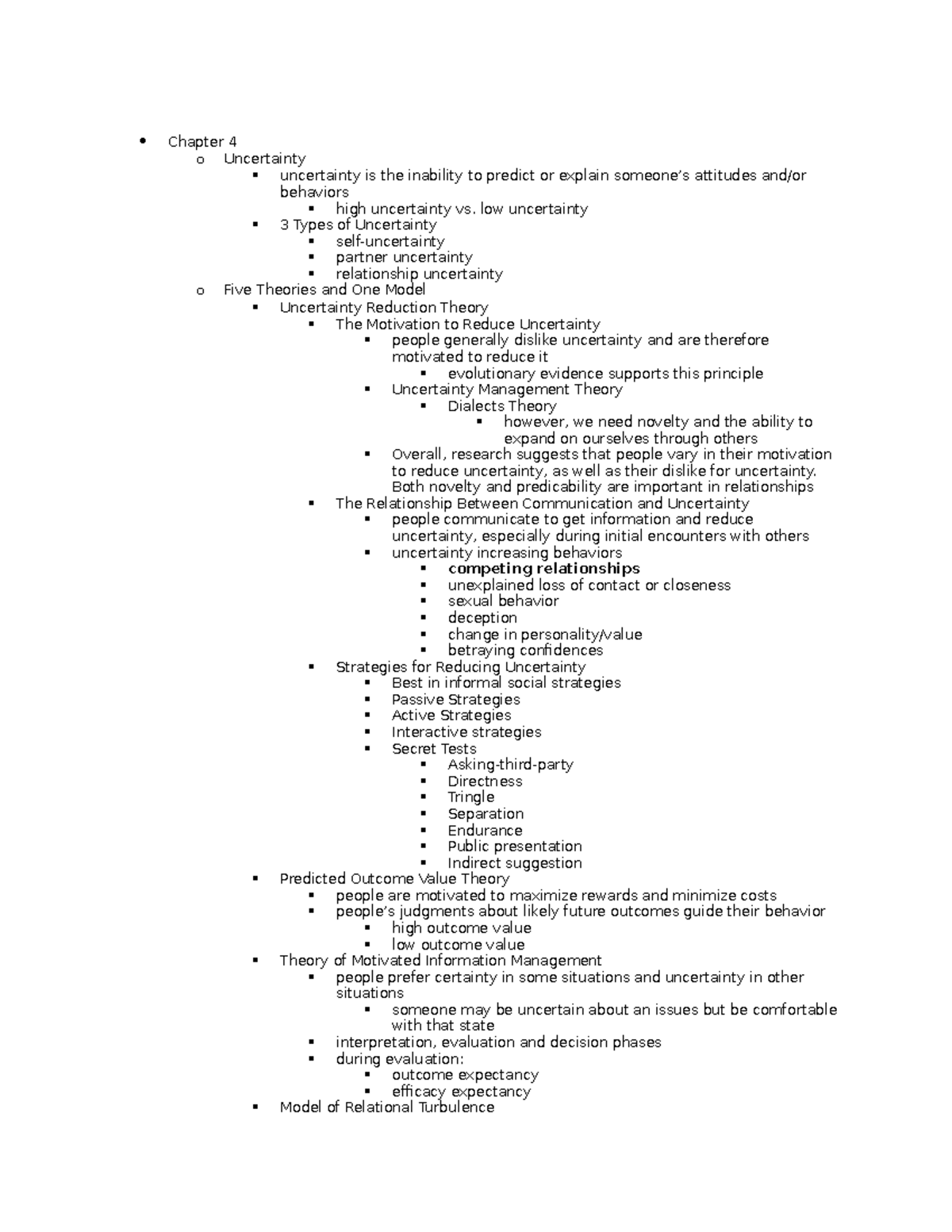 COMM 3040 - CH. 4 Notes - ROBYN MORENO - Chapter 4 o Uncertainty ...