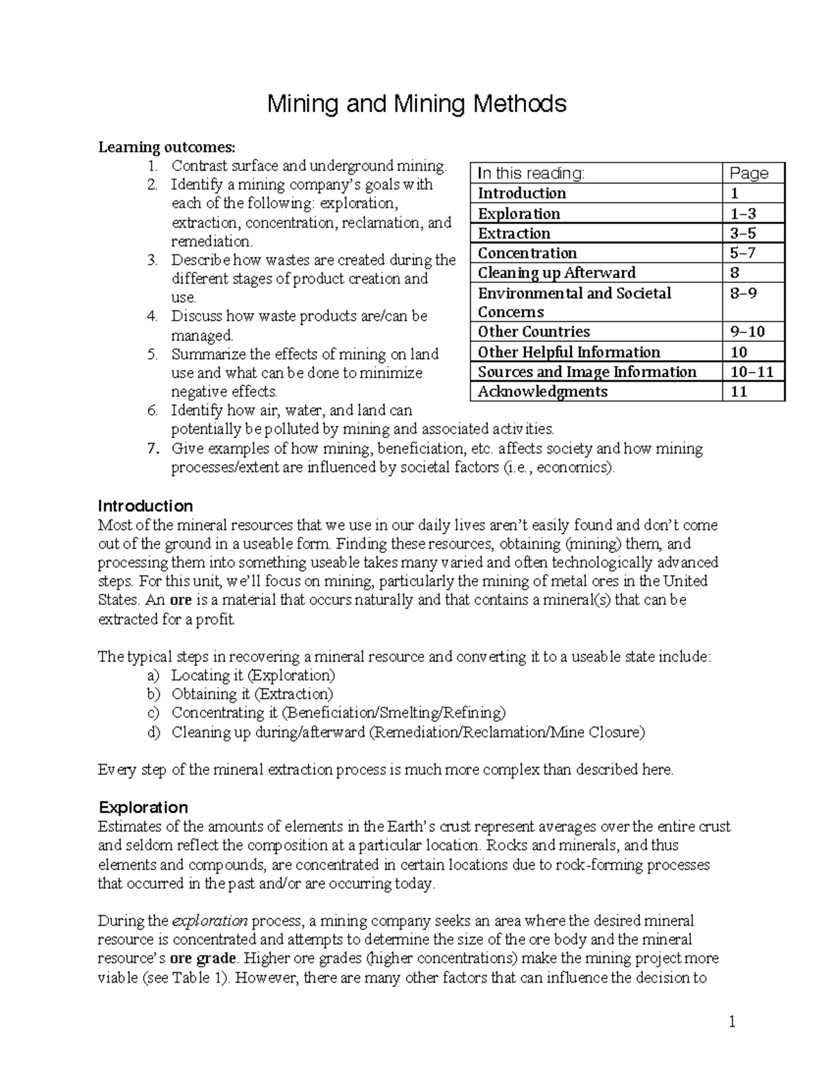 Mining methods impact - Mining and Mining Methods Learning outcomes: 1 ...